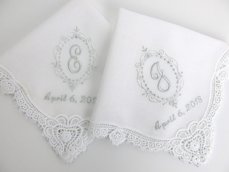 Handkerchiefs with 1-Initial and Date | Linen Whites